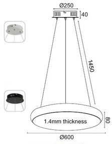 ACA DECOR LED závěsné svítidlo KALLISTA 54W/230V/3000K/4320Lm/120°/IP20, Flicker free, kruhové černé