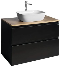 Aqualine ALTAIR skříňka s deskou 87,5 cm, černá mat/dub emporio