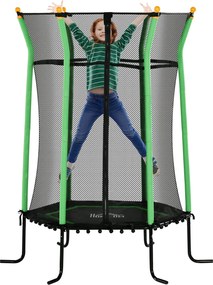 HOMCOM Dětská trampolína Ø163,5 cm, vnitřní trampolína se ochrannou sítí a okrajem, skákací guma, pro děti do 50 kg, od 3 do 10 let Zelená | Aosom
