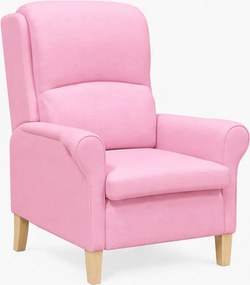relaxační křeslo, odpočinkové, ušák, dřevo/textil, 101x95x75 cm, přírodní/růžová, Dekorino KR20260044