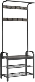 Předsíňový věšák s botníkem Lisie 72 cm tmavě šedý