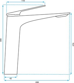 Rea Avalon, vysoká umyvadlová baterie h-305, černá matná, REA-B1126