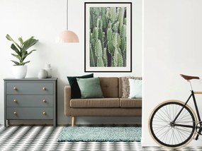 Plakát Kaktusová zahrada - kompozice s trnitými rostlinami v zelených barvách