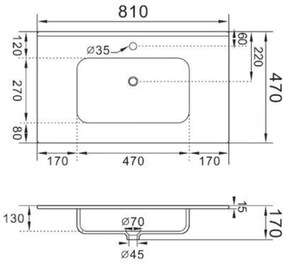 Okna Macek Zápustné umyvadlo - UM.802, 80 cm, keramické, lesklá bílá