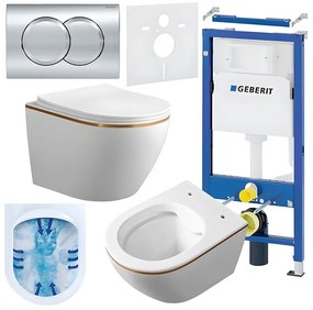 BPS-koupelny Podomítkový modul Geberit DuoFix s WC mísou MU-WH-GL-RIM-03 + ovládací tlačítko Delta 01 chrom