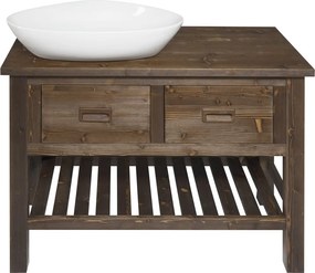 Sapho Brand koupelnový stolek pod umyvadlo 100 x 73 x 50 cm masiv mořený smrk hnědá BA101S