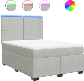 Box spring postel s matrací světle šedá 140x200 cm samet 3293224