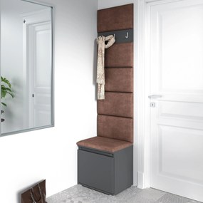 Eka Předsíňová stěna s čalouněnými panely Trinity 7 - Grafit / Hnědá 2307