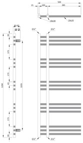 Sapho, MAGDALENA topné těleso 500x1200 mm, chrom, IZ101