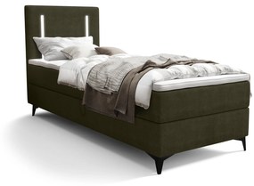 Jednolůžková postel 90 cm Ortega Comfort (olivová zelená) (s roštem a matrací, s úl. prostorem) (s LED osvětlením). 1082693