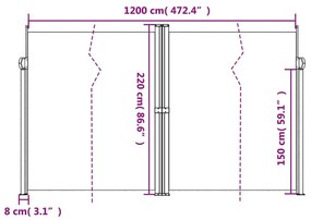 Zatahovací boční markýza hnědá 220 x 600 cm - Default Title