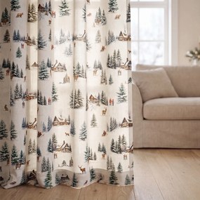 Perkálový bavlněný závěs s tunýlkem - Vánoce na horách Velikost: Rozměr závěsu (v x š) - 280 x 140 cm
