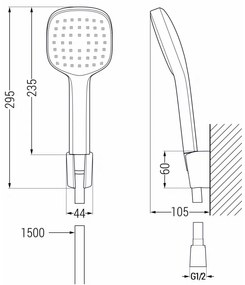 Mexen příslušenství - 1-bodový ruční sprchový set R-33, chromová-bílá, 785335052-02
