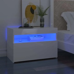 vidaXL Noční stolek s LED osvětlením 60x35x40 kompozitní dřevo [3082782] Barva: bílá s vysokým leskem