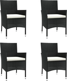 5dílný zahradní bistro set s poduškami černý polyratan 3187433