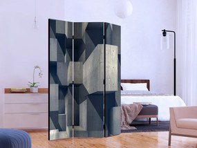 Pokojová zástěna Betonové město (3-dílný) - geometrická abstrakce v odstínech šedi