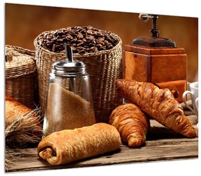 Obraz croissantů a kávy (70x50 cm)