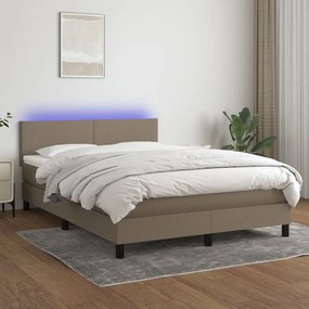 Box spring postel s matrací a LED taupe 140x200 cm textil