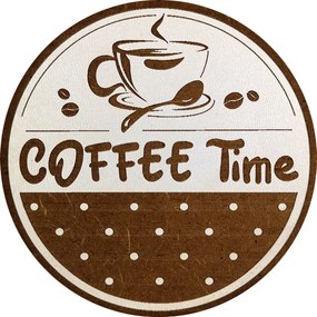AMADEA Dřevěný podtácek kulatý Káva text "Coffee Time", průměr 10,5 cm, český výrobek