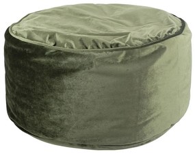 Mechově zelený sametový kulatý puf Copper - 60*60*30cm