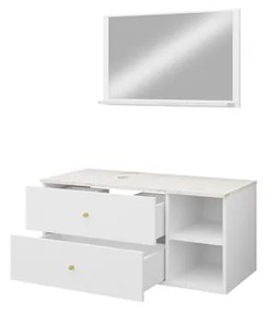 Koupelnový nábytek Kiegi I, Barva: biały mat / biały mat + marmur bianco, Sifon k umyvadlu: ne, Umyvadlo: ano
