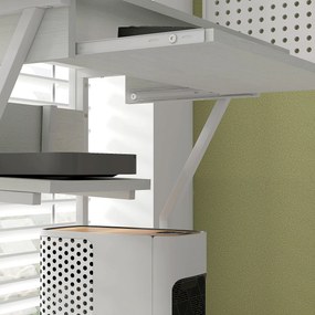 HOMCOM Počítačový stůl, pojízdný stůl se zásuvkami, pracovní stanice a stolek na klávesnici, počítačový stůl na kolečkách, 80 x 50 x 130 cm, Bílá