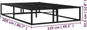 Rám postele černý kov 120 x 200 cm 324787