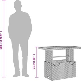 vidaXL Zahradní stolek 90 x 55 x 71 cm polyratan a akácie [368276] Barva: Černá