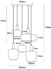Lucide 45408/15/99 - Lustr na lanku ILONA 5xE27/40W/230V černá/béžová