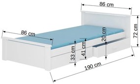 ADRK Postel ALDEX, CH-Alde-W-190+M-E1918, 180x90 cm s matrací, bílá