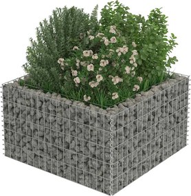 Gabionový vyvýšený záhon pozinkovaná ocel 90 x 90 x 50 cm 143557