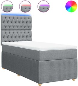 Box spring postel s matrací světle šedý 100 x 200 cm textil 3294274