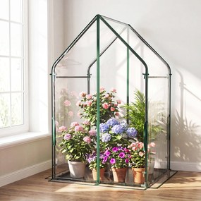 Costway Fóliový mini skleník se 2 rolovacími dveřmi, 90,5 × 90,5 × 152,5 cm