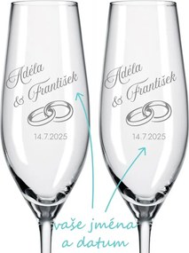 Svatební skleničky na sekt Rings 2 ks