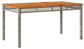 vidaXL Zahradní stůl šedý 140 x 80 x 75 cm polyratan akáciové dřevo