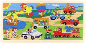 _Ostatní 1_ DŘEVO Puzzle dopravní prostředky vkládací na desce 96 dílků 155242