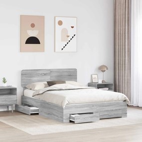 Rám postele s čelo Šedá Sonoma 140 x 190 cm Kompozitní dřevo 3412378