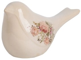 Béžová keramická dekorace ptáček s růžemi Rosien M - 22*9*12 cm