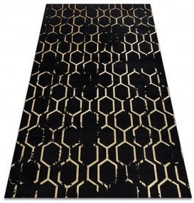 Dywany Łuszczów, Kusový koberec Gloss 407C 86 black/gold, 160x220, černá, chodba / předsíň