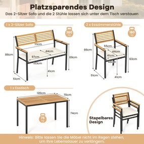 Costway 4-KUS. Set zahradního nábytku jídelní sestava z akáciového dřeva
