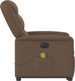 Elektrické zvedací masážní polohovací křeslo hnědé textil 3303228