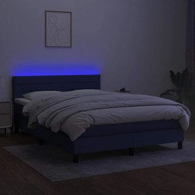 Box spring postel s matrací a LED modrá 140x190 cm textil 3133235