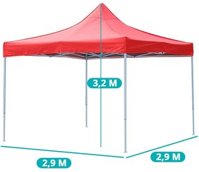 Skládací zahradní pavilon - různé typy - 2,9x2,9m - červená - pavilon