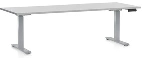 Výškově nastavitelný stůl OfficeTech D, 200 x 80 cm, šedá podnož, světle šedá