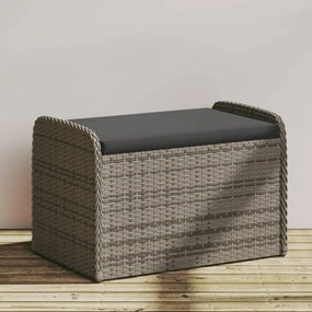 Úložná lavice s poduškou šedá 80 x 51 x 52 cm polyratan - Default Title