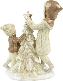 Vánoční dekorace děti u stromečku - 10*5*14 cm