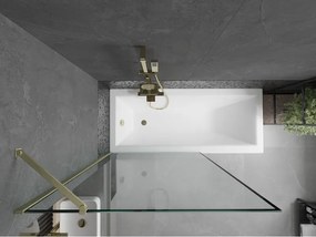 Mexen Next, 1-křídlová vanová zástěna 100 x 150 cm, 6mm čiré sklo - černý vzor, ​​zlatá matná, 895-100-000-00-70-55