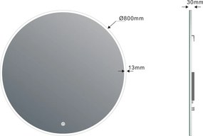 Sapho Sapho, VISO kulaté zrcadlo s LED osvětlením, ø 80cm, dotykový senzor, 2700-6500K, VS080S