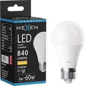 Mexen Nova, LED žárovka E27, A60, 8W, teplá - 3000K, 840 lm - L100-E27-0830-01
