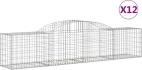 Klenuté gabionové koše 12 ks 300x50x60/80 cm pozinkované železo 3146675